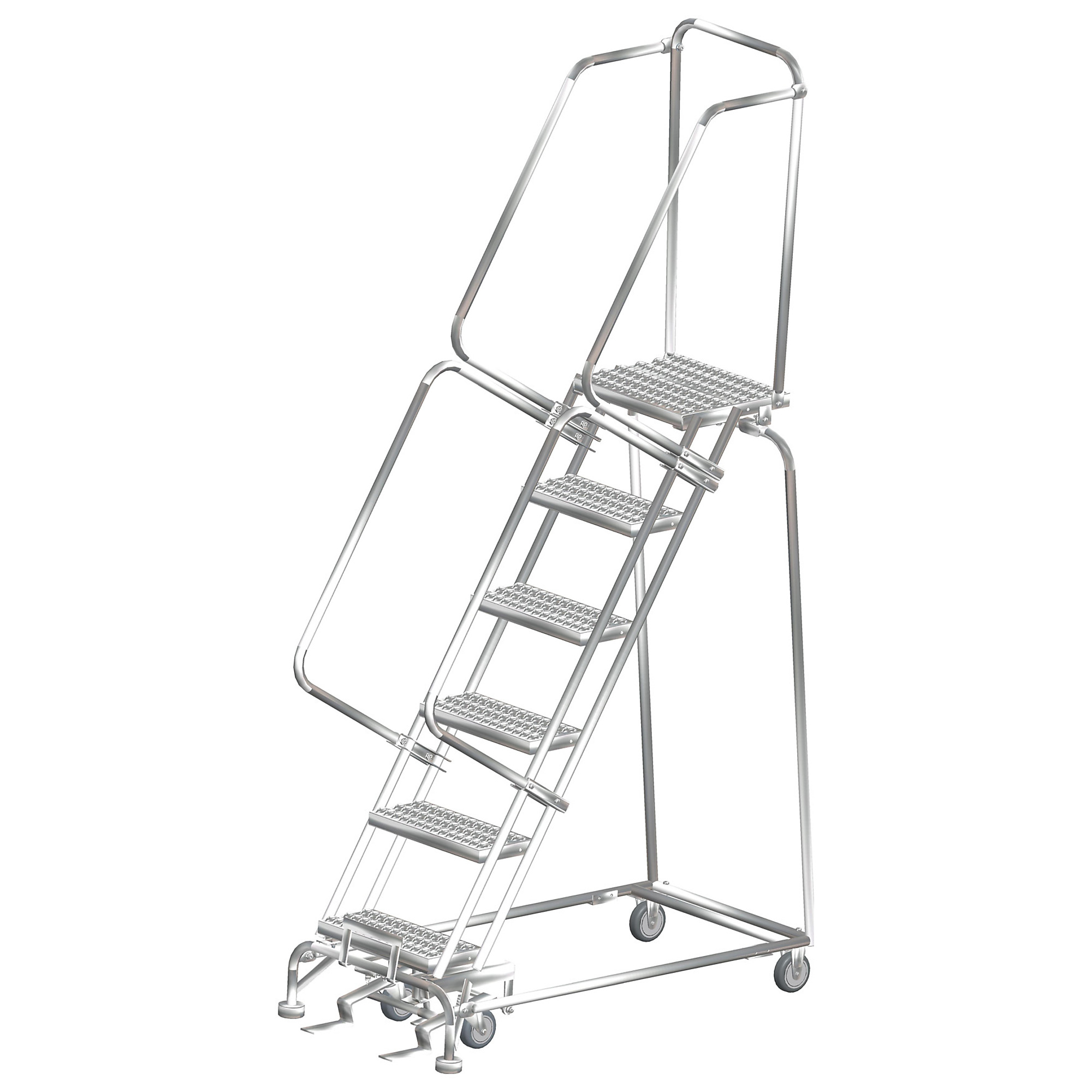 Ballymore, Stainless Steel Rolling Ladder, Overall Height 93 in, Steps 6, Material Stainless ...